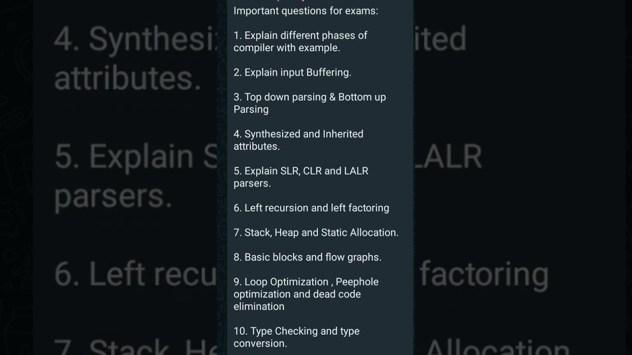Compiler Design important questions part 1