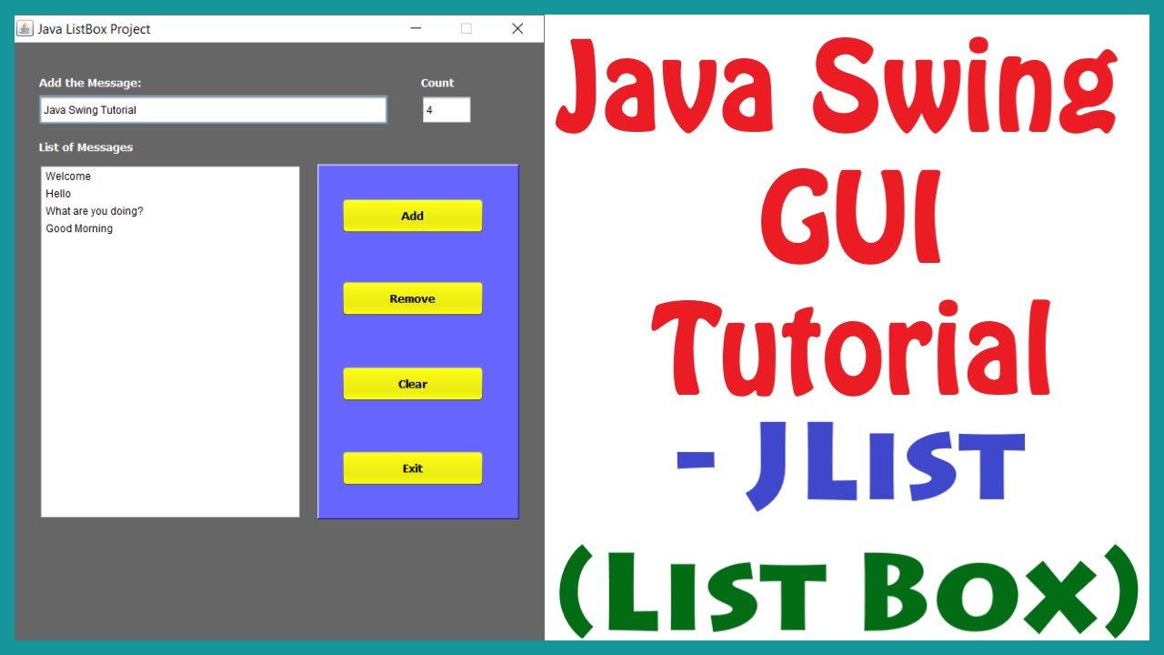 Java Swing List Example | Java Swing Tutorial |Java Swing listmodel | Learn Java Tutorial