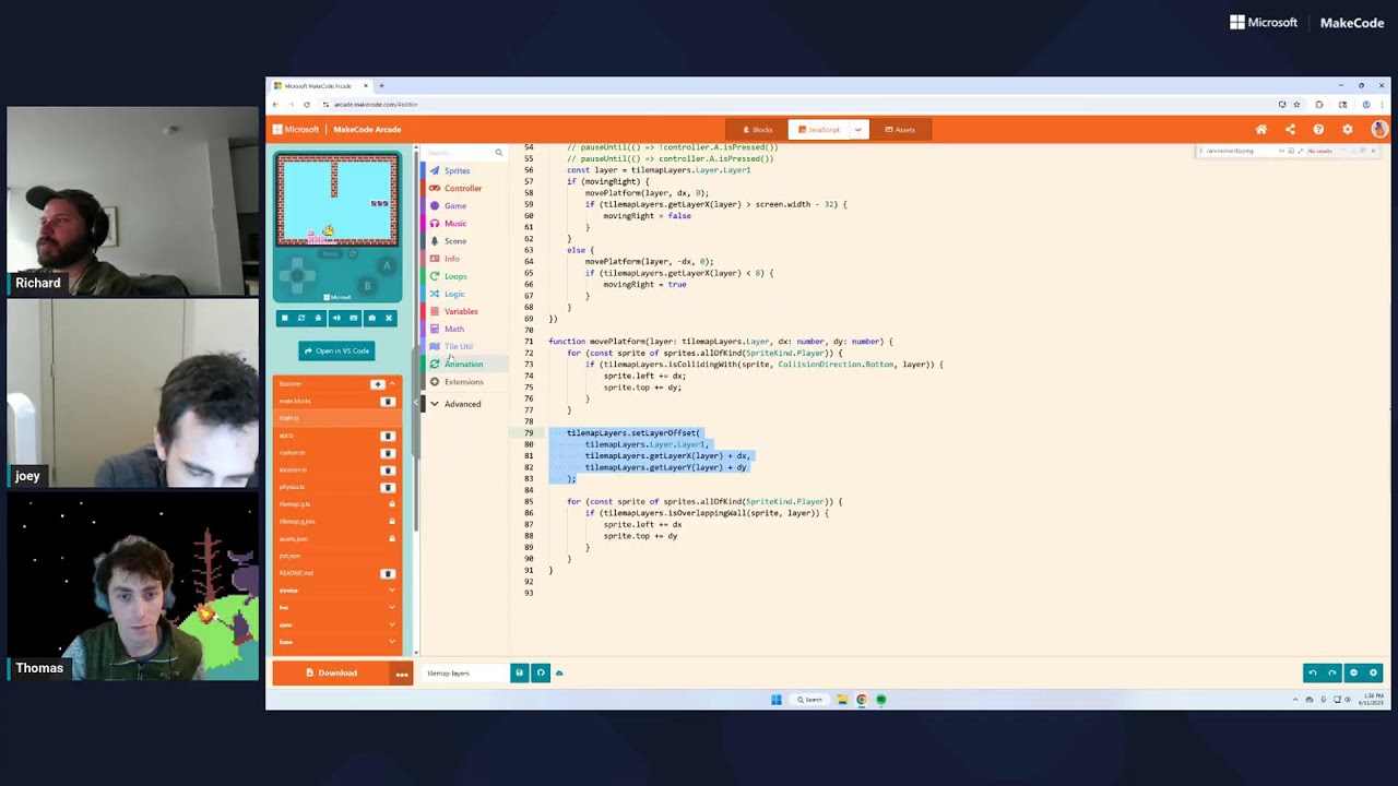 Working on our tilemap extension in MakeCode Arcade!