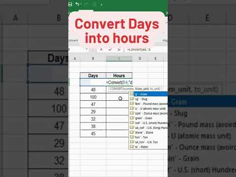Convert Function in Excel | How to Convert Days into Hours #shorts #shortsvideo #viral #excel