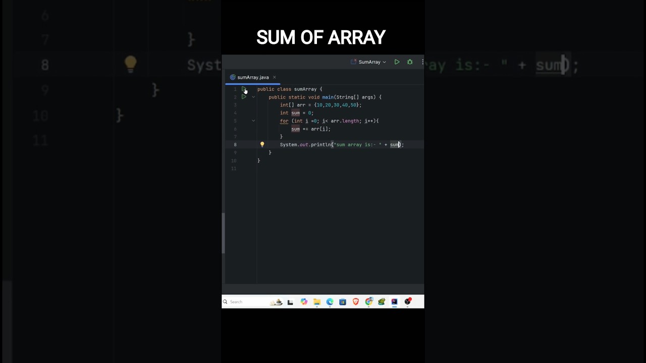 💻 Java Program to Find Sum of Array Elements | Easy Explanation#arraylist #javatutorial #coding