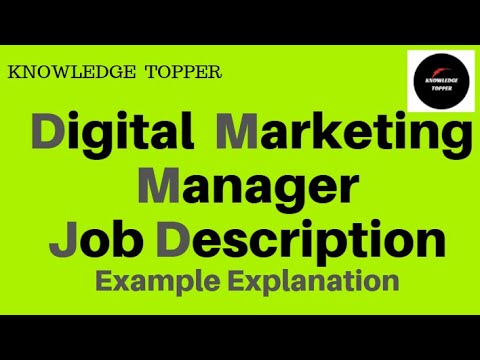 Digital Marketing Manager Job Description | Digital Marketing Manager Job Description Example
