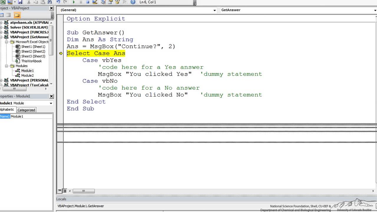 Message Boxes in VBA
