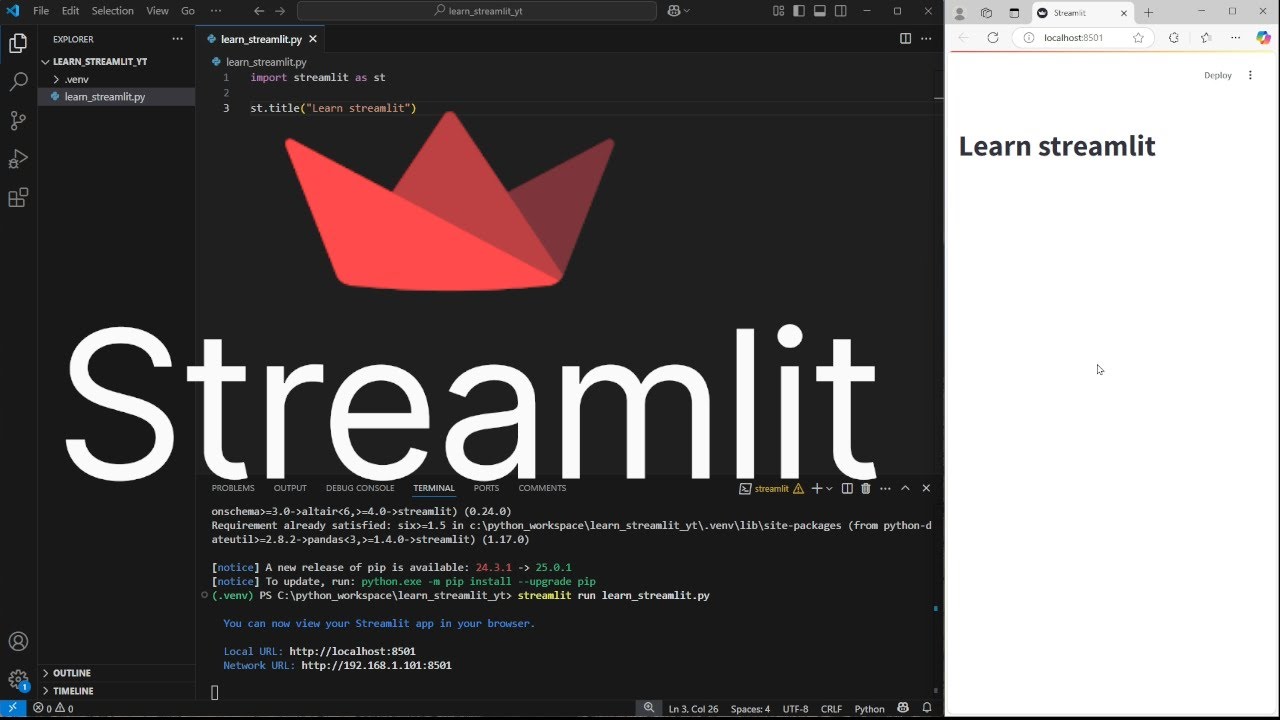 Getting started with Streamlit (Python UI for Artificial intelligence apps)