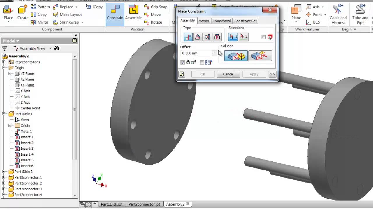 92 AutoDesk Inventor Assembly Tutorial: Insert Constraint
