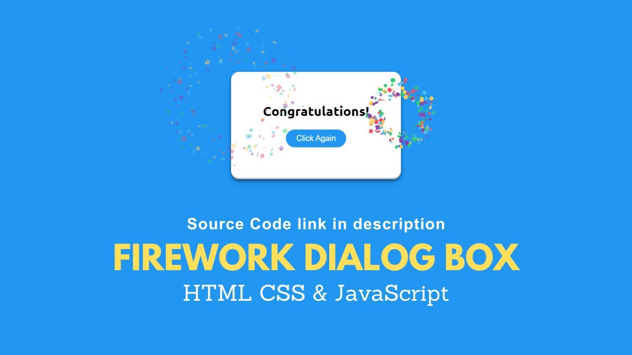 Firework Dialog Box Animation Using HTML CSS and JavaScript Code