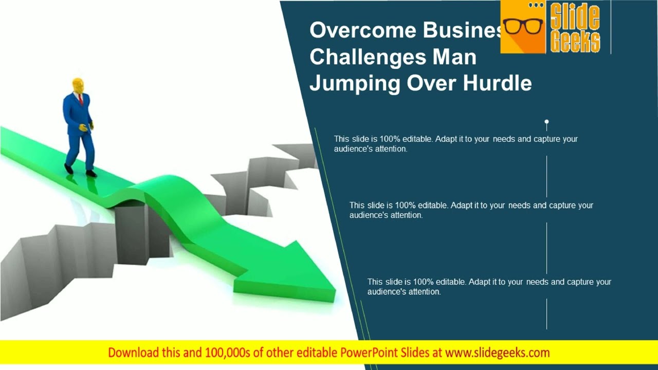 Overcome Business Challenges Man Jumping Over Hurdle Ppt Powerpoint Presentation Outline Templates