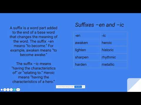 4th Grade Into Reading 4.3.3 - Suffixes -en and -ic