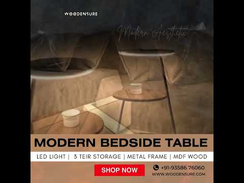 Woodensure Modern Bedside Table | Handcrafted Solid Wood Nightstand for Elegant Bedrooms