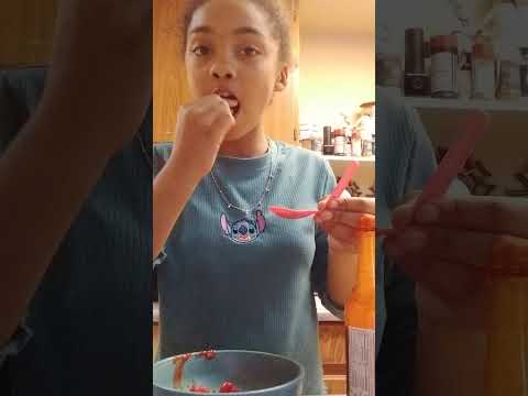kaylani trying the spicy challenge