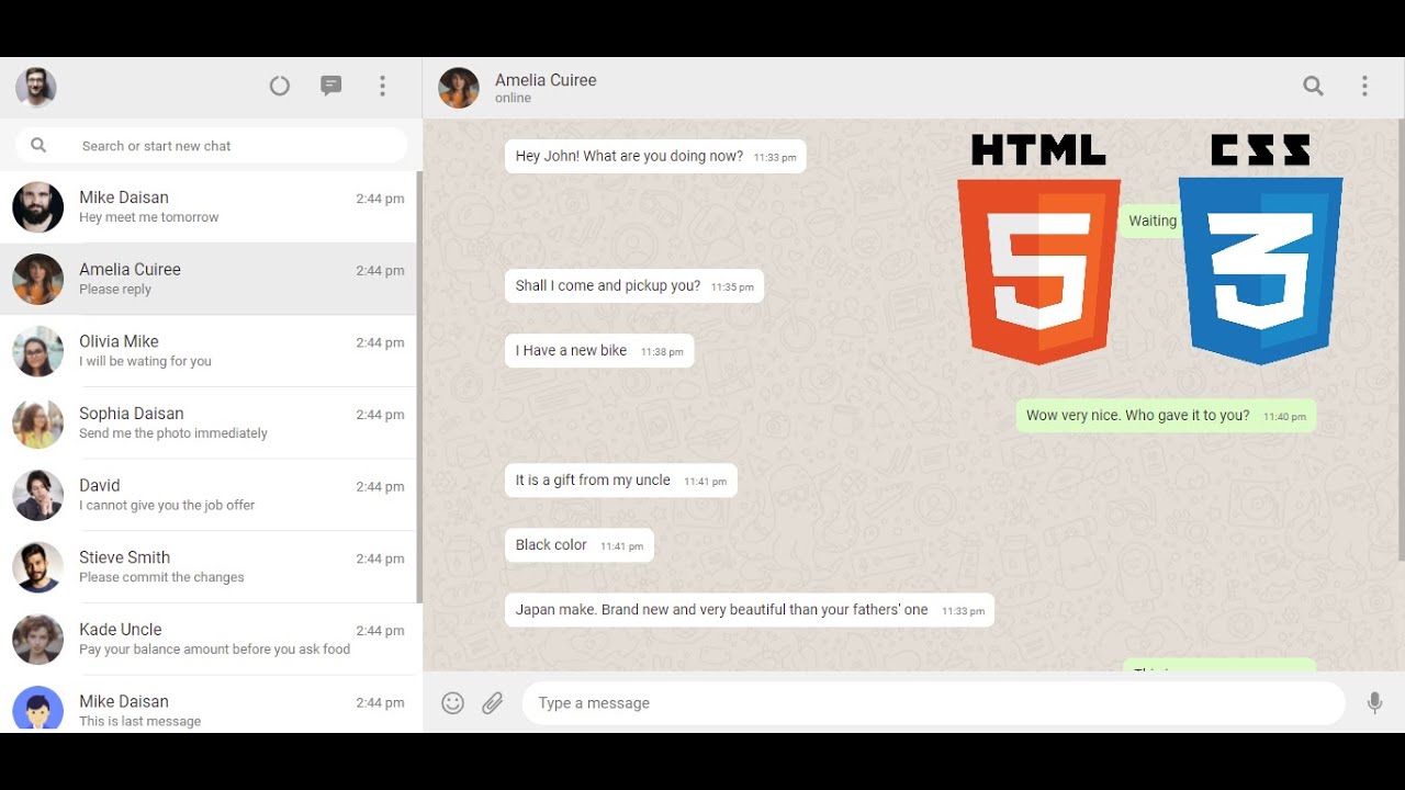 How to create WhatsApp clone using HTML and CSS