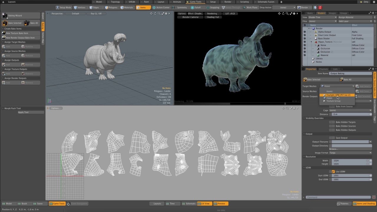 MODO 10 Quick Clip -- UDIM Baking