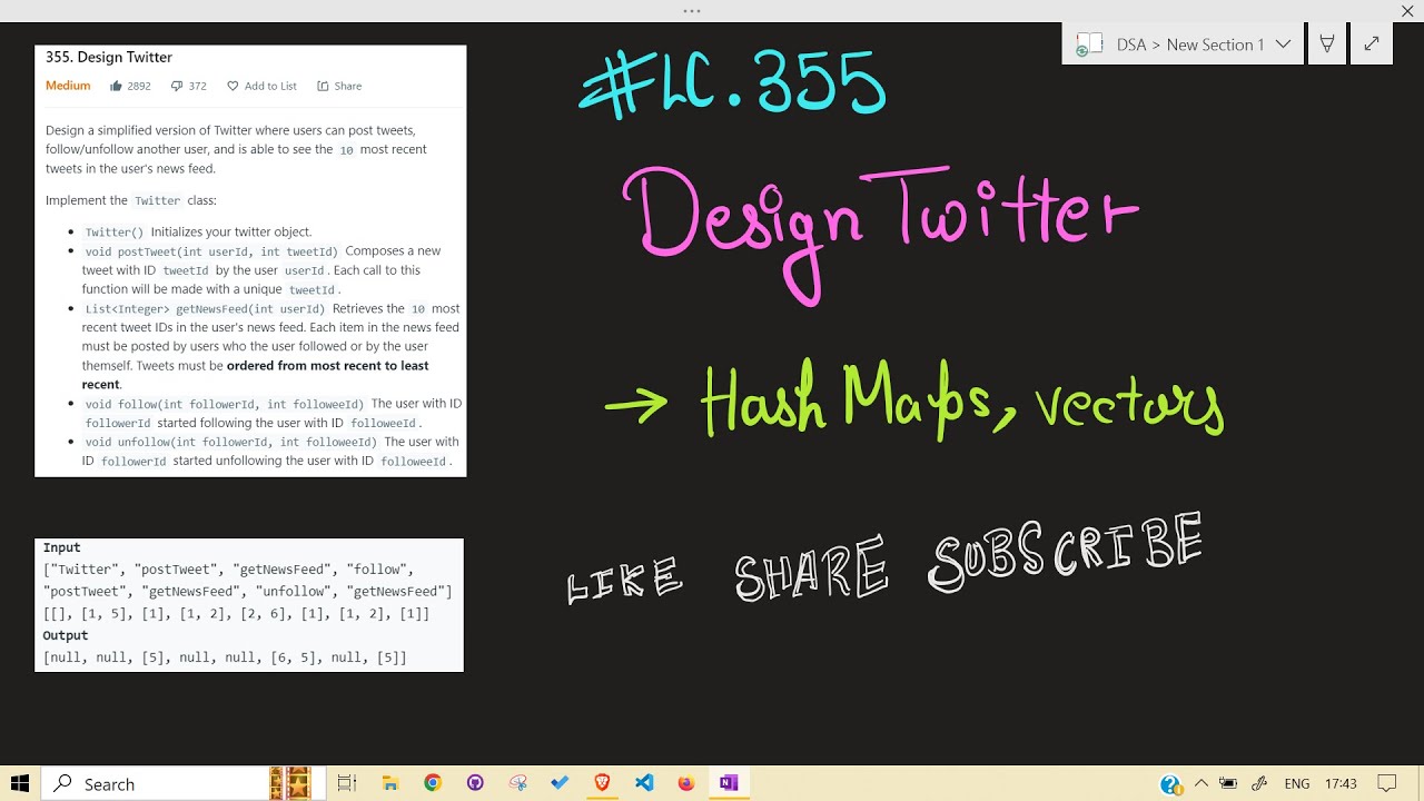 LeetCode | 355. Design Twitter | HashMap | Vector