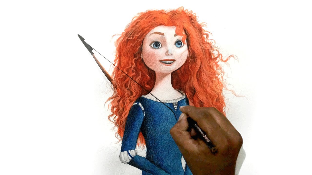 how to draw cartoon cute princess merida from brave