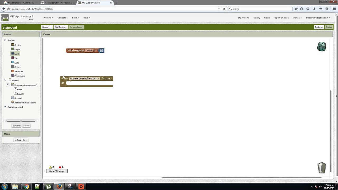 WalkLogger pedometer using app inventor 2