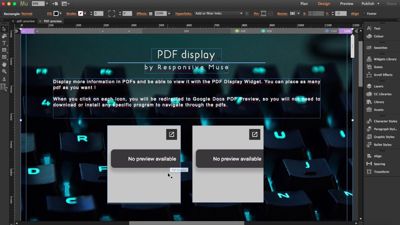 PDF Display Widget for Adobe Muse Tutorial