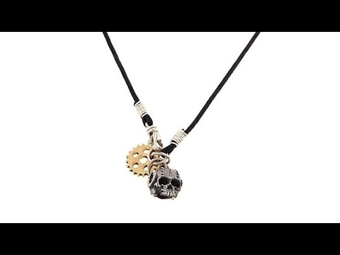 King Baby Jewelry Skull and Gear Charm 22" Necklace