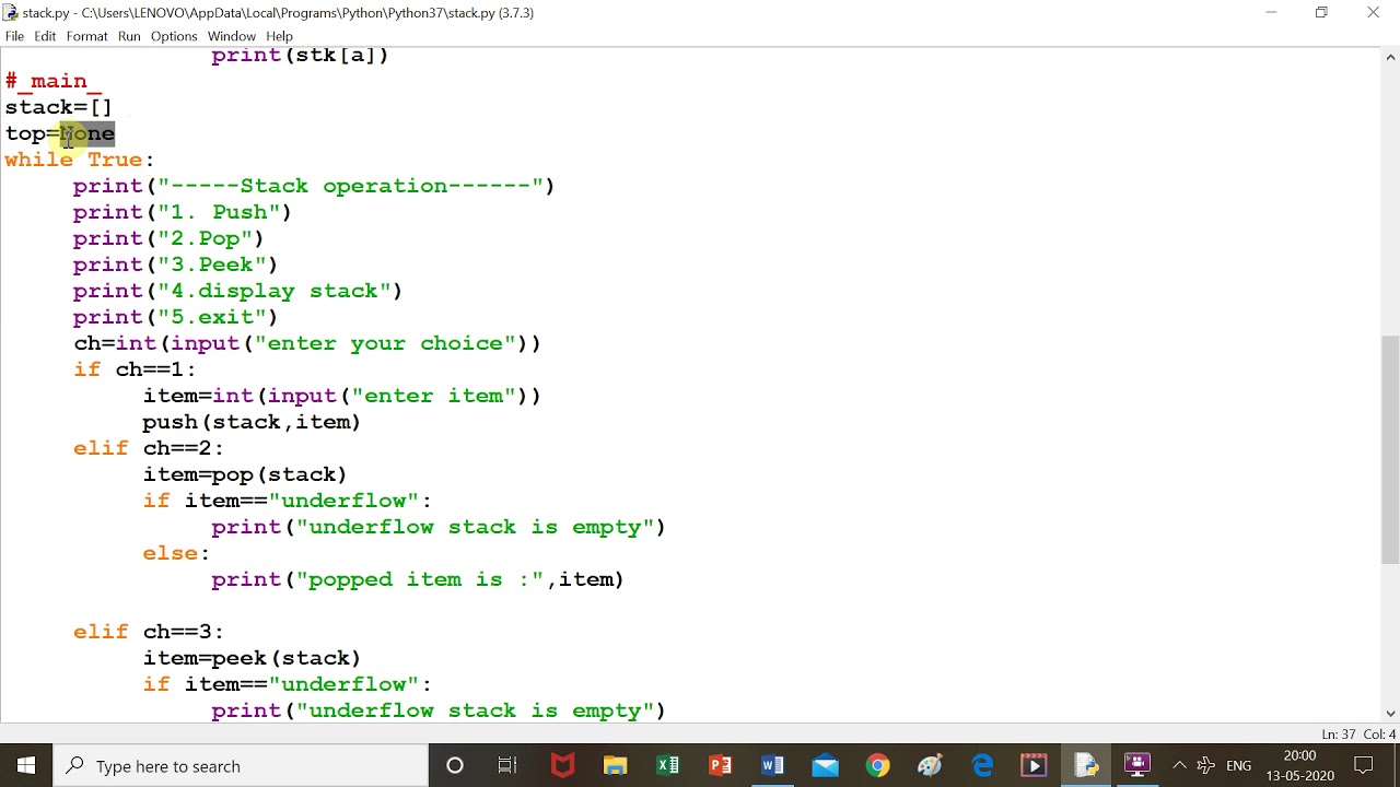 CLASS XII COMPUTER SCIENCE WITH PYTHON CH-8 Data Structure-II Stack
