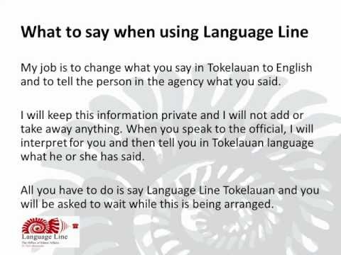 What to say when using Language Line - Tokelauan