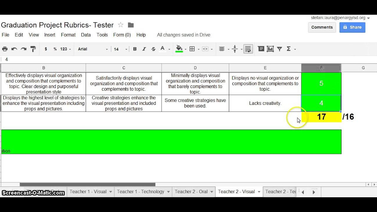 Grad project rubric and grading