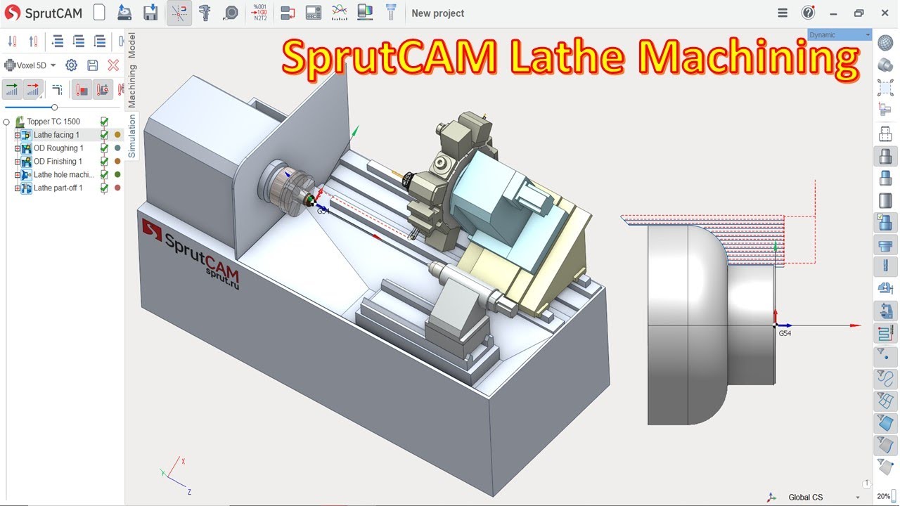 SprutCAM Tutorial #8 | SprutCAM Lathe 2 Axis Toolpath Machining Basic Beginners