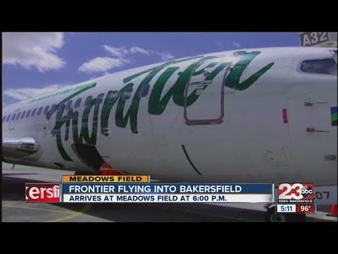 Frontier airlines flight flying into Bakersfield for first time