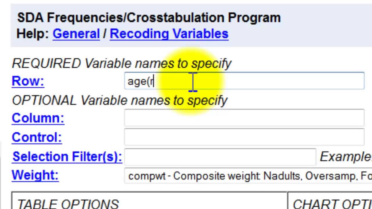 Using Survey Documentation and Analysis (SDA) to recode variables