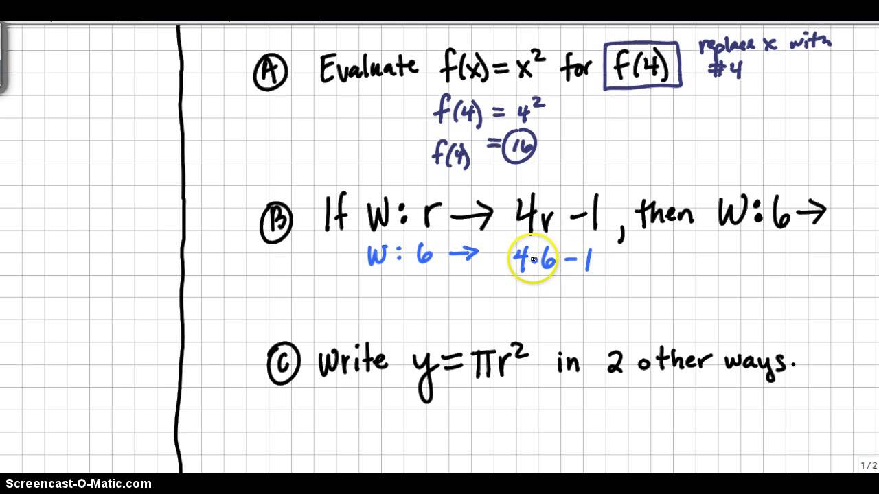 AA 1-3 Function Notation