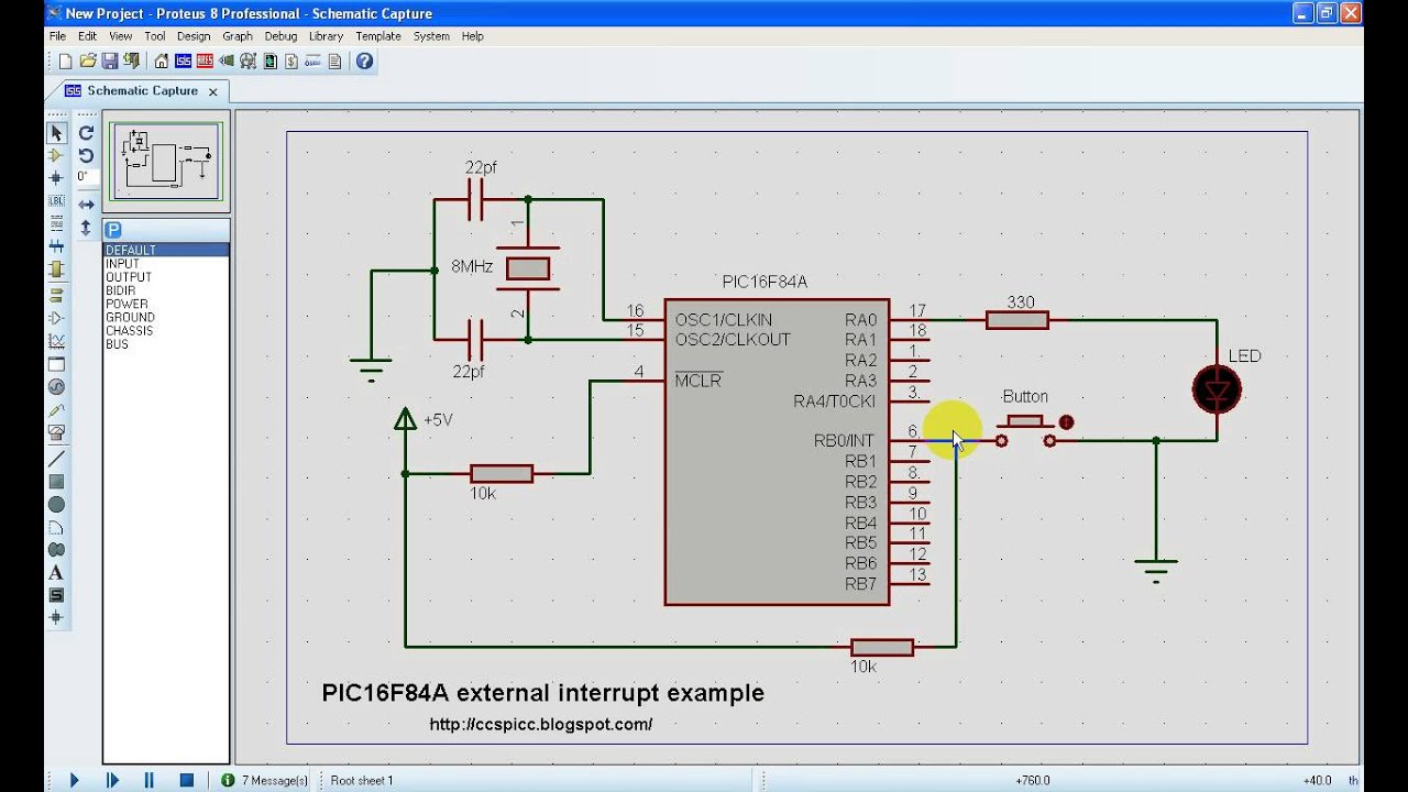 PIC16F84A RB0 INT external interrupt example CCS PIC C