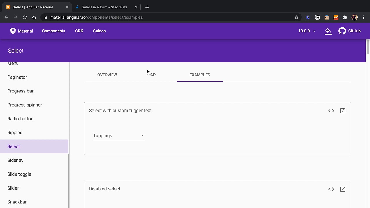 Reference the Angular Material Select's Option panel