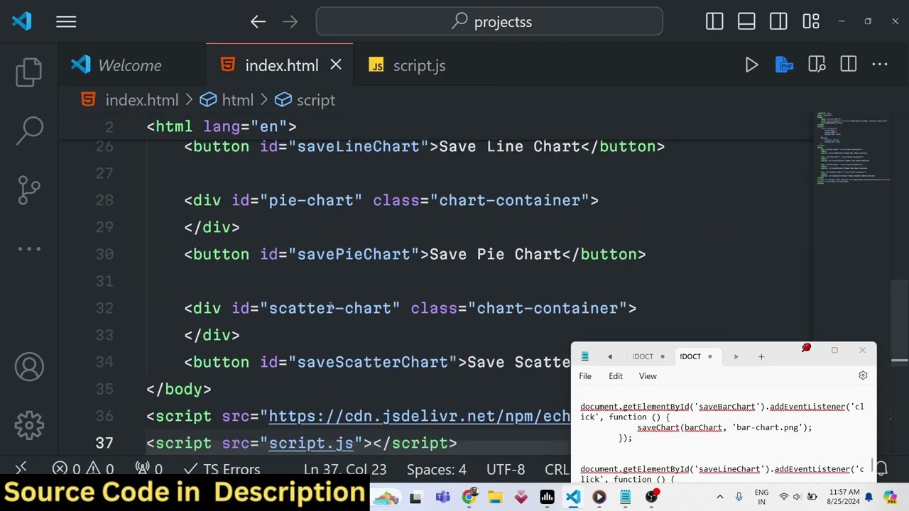 Javascript EChart.js Exampe to Visualize Data in Bar,Pie & Line Charts and Export to PNG Image