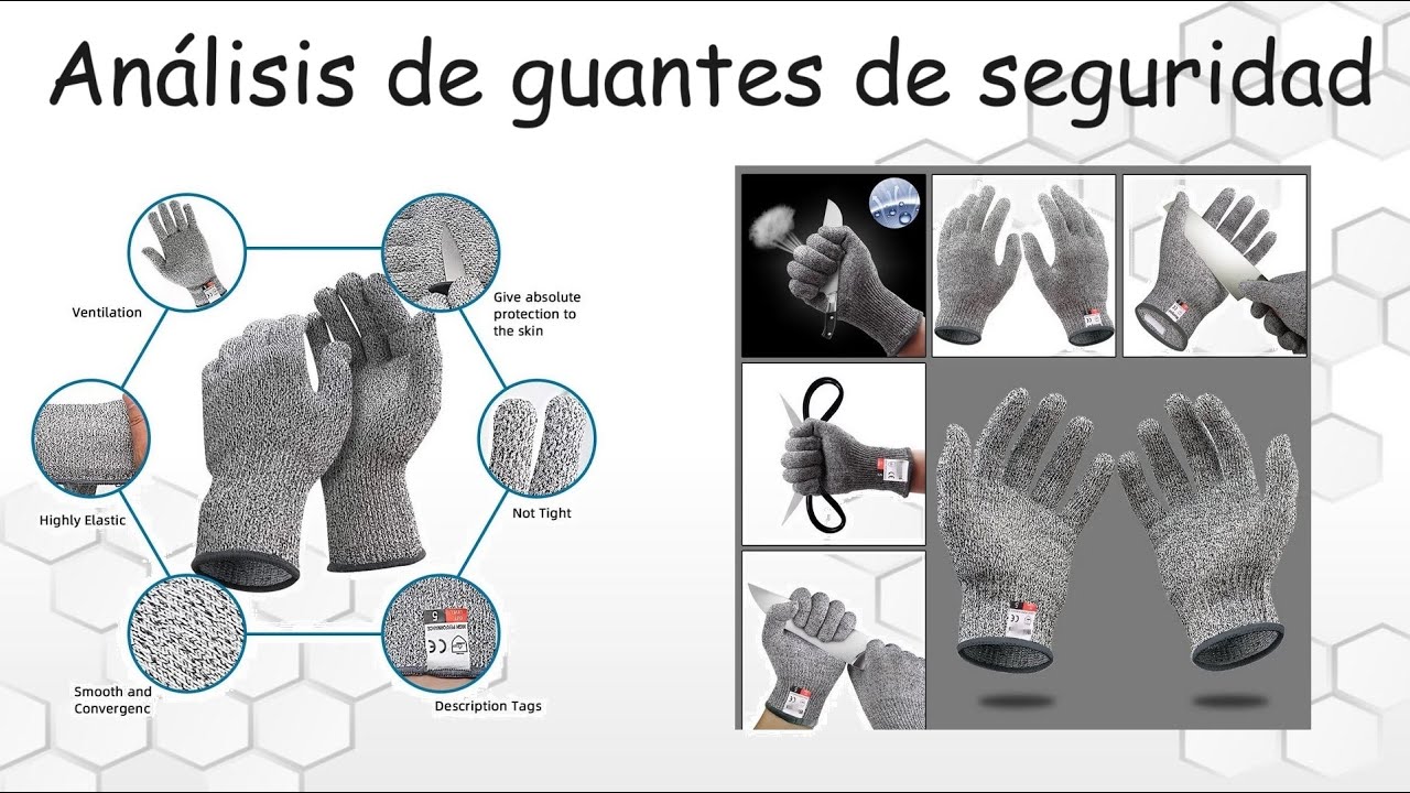 Análisis de guantes de trabajo con protección anticorte.