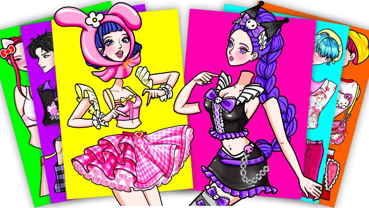 KPOP DEMON HUNTERS - HUNTRIX RUMI and ZOEY is KUROMI, MY MELODY and HELLO KITTY | sticker book diy