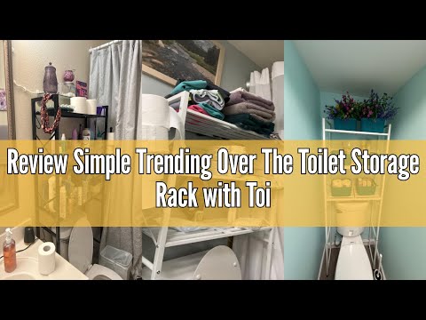 Review Simple Trending Over The Toilet Storage Rack with Toilet Paper Holder, Heavy Duty Metal 3 Tie