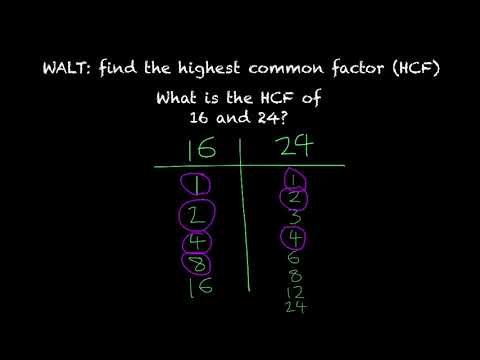 Highest common factor/HCF (basic facts Stage 8)