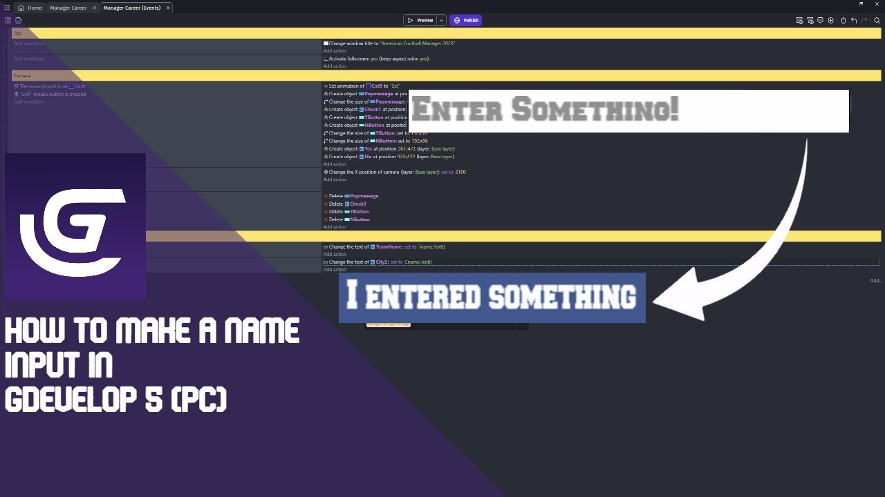 How to make a name input in Gdevelop 5