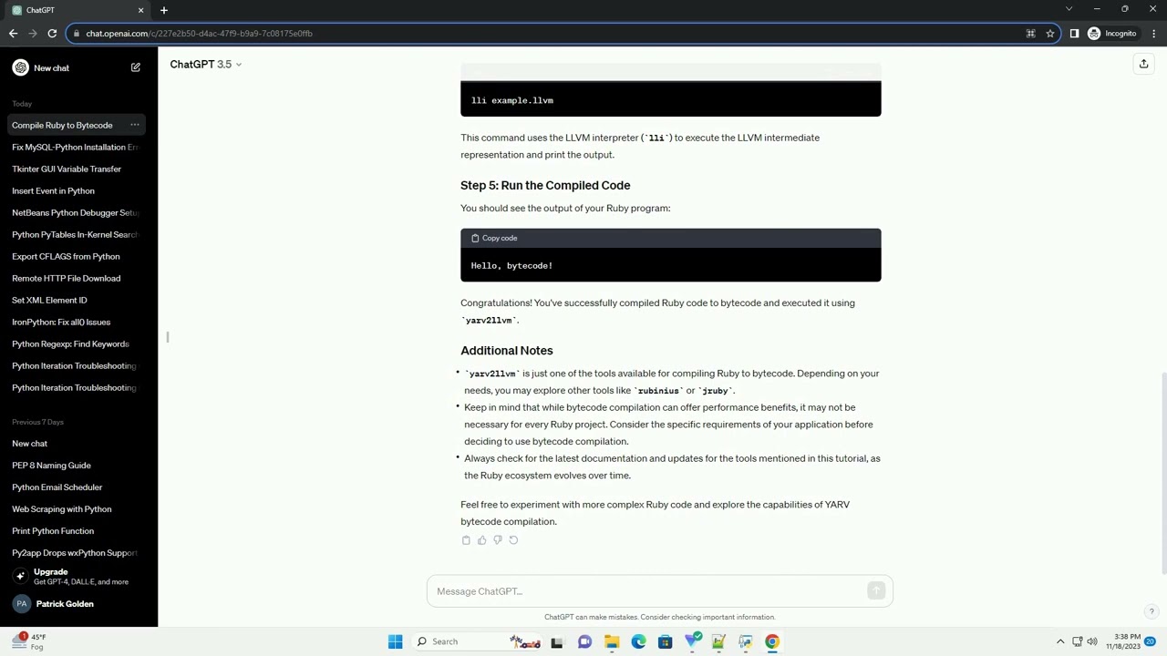 Is it possible to compile Ruby to byte code as with Python