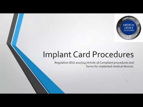 Implant Card Requirements for Article 18 of EU MDR