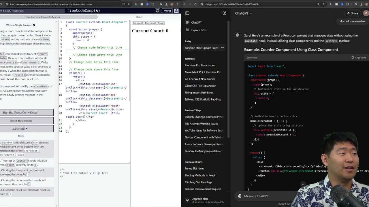 FreeCodeCamp React: Write a Simple Counter