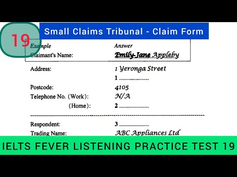 Ielts fever listening test 19 | small claims tribunal claim form