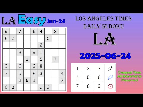 Los Angeles Times Daily Sudoku 2025-06-24 2186 Easy