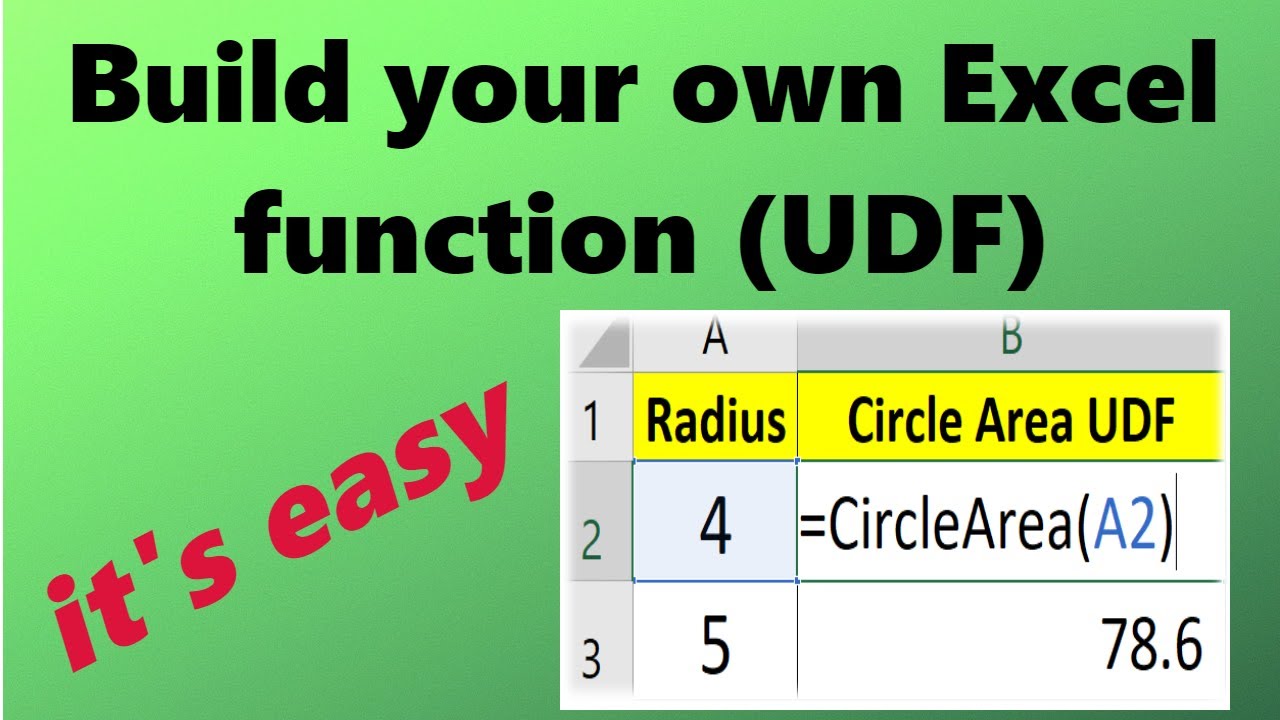 Create Custom / User Defined Functions or UDF in Excel using VBA.