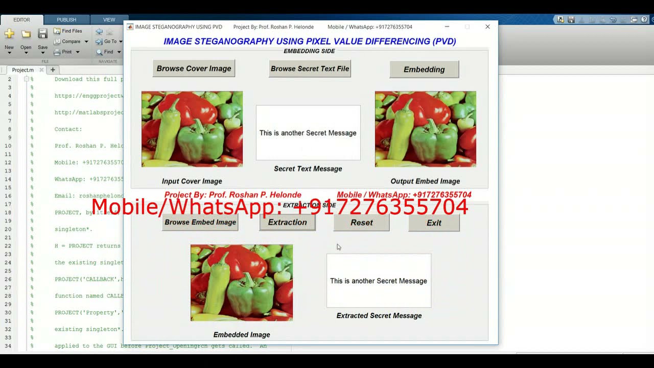 Image Steganography Using PVD Pixel Value Differencing | With Source Code | Matlab Project Code