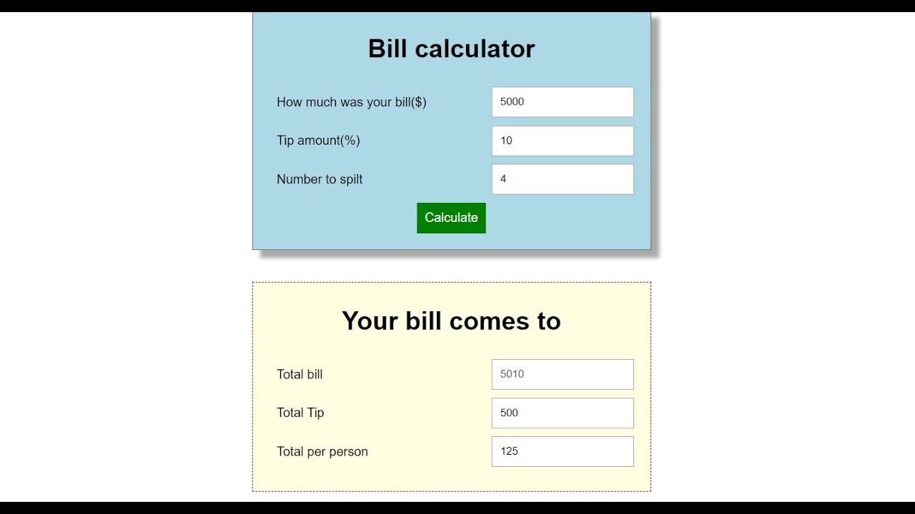 Tips Calculator In JavaScript With Source Code | Source Code & Projects