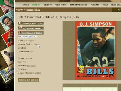 O.J. Simpson Graded Football Card Value Price Guide