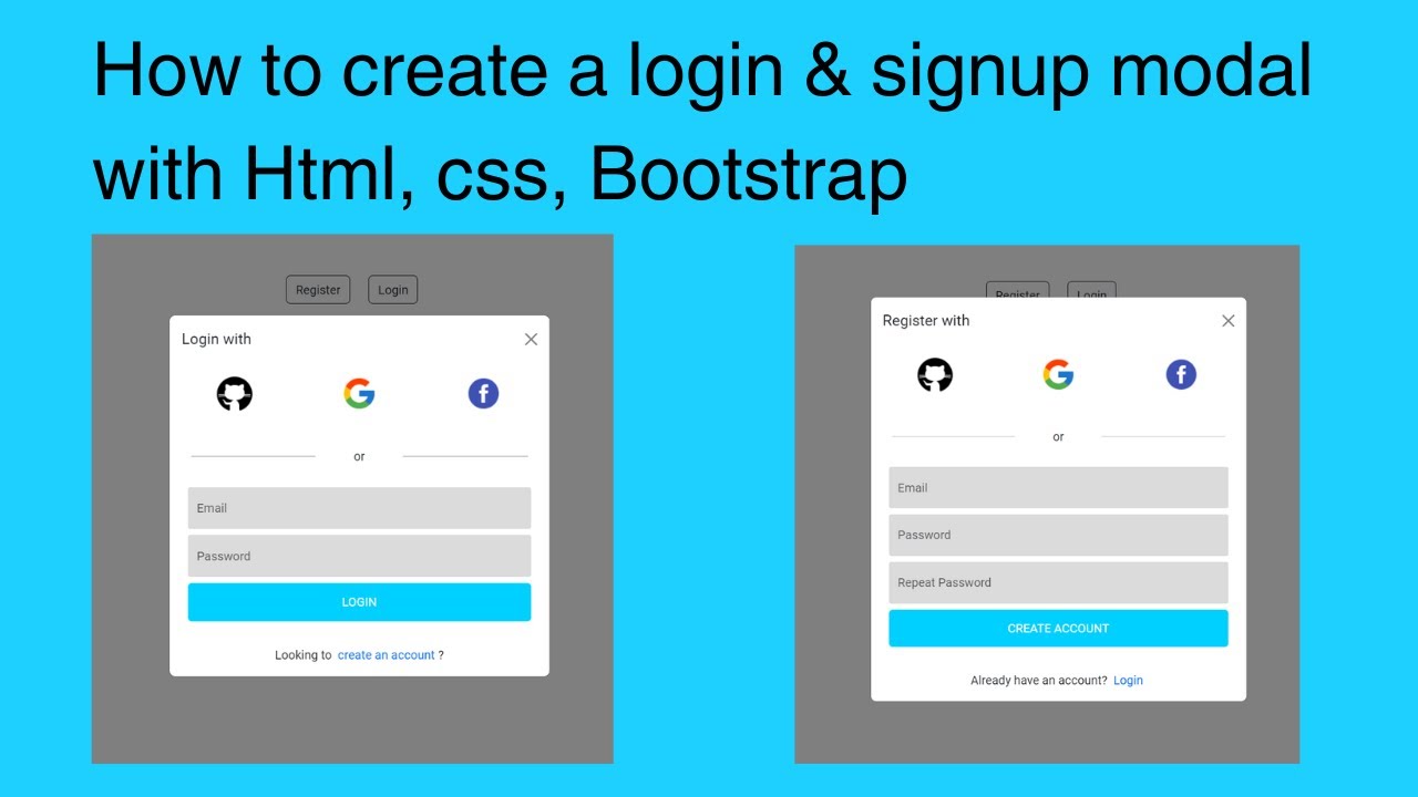 How to create a login & signup modal with Html, css, javascript, bootstrap