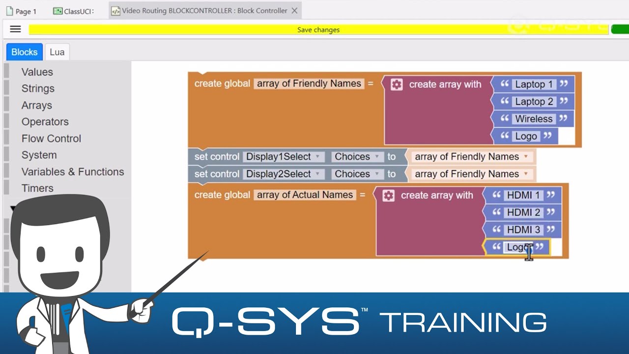 Q-SYS Training  |  Control and UCI INTERMEDIATE - J2 - Video Distribution Scripting