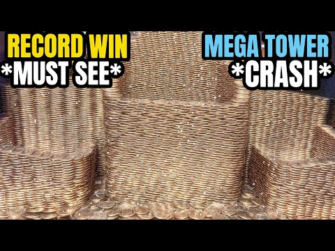 NEW RECORD WIN… WORLD’S BIGGEST TOWER CRASHES Inside The High Limit Coin Pusher MEGA CASINO JACKPOT!