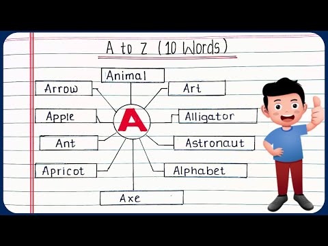 A to Z alphabet 10 words | A to Z alphabets with spelling for 10 words | Ten words A to Z