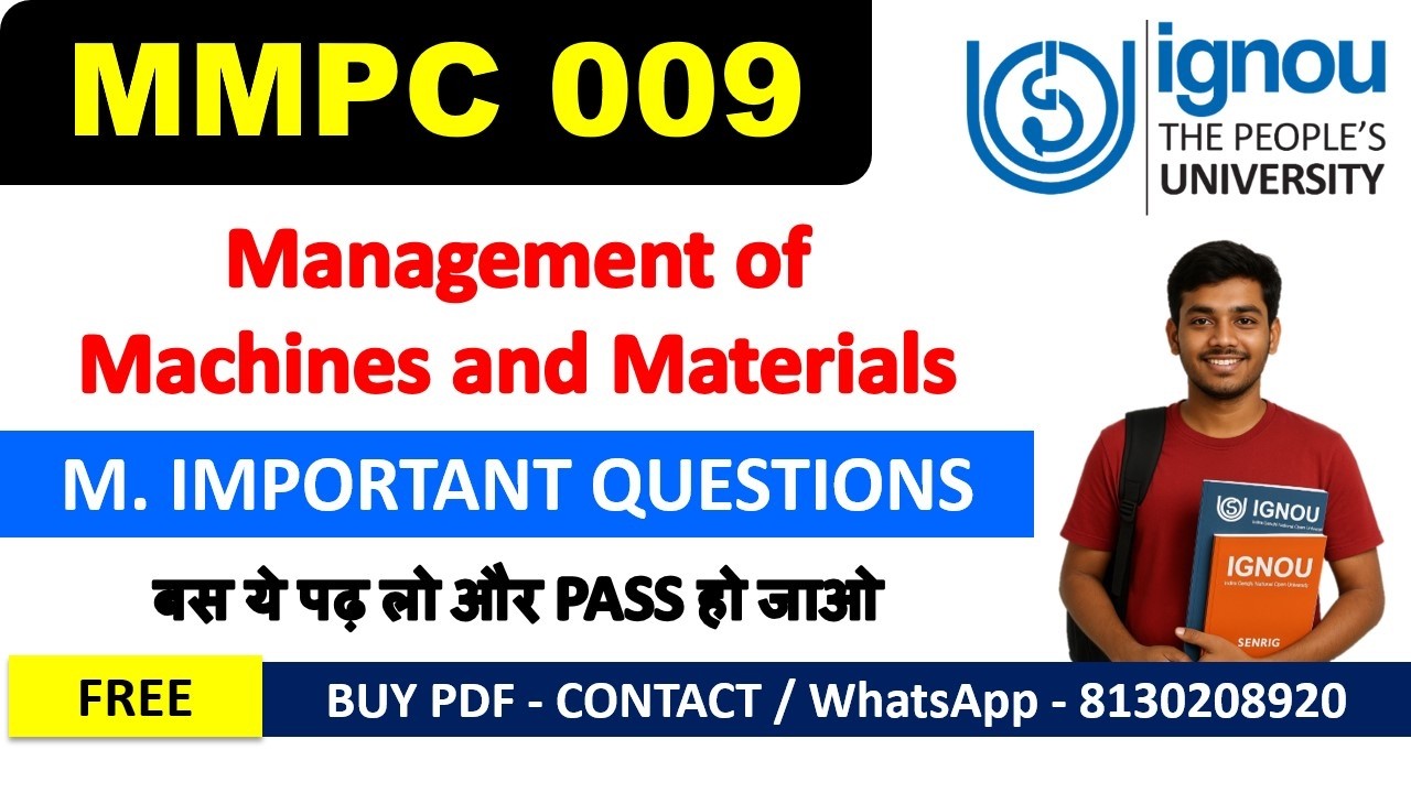 MMPC-009 Most Important Questions with Answers | Management of Machines and Materials | IGNOU Guide